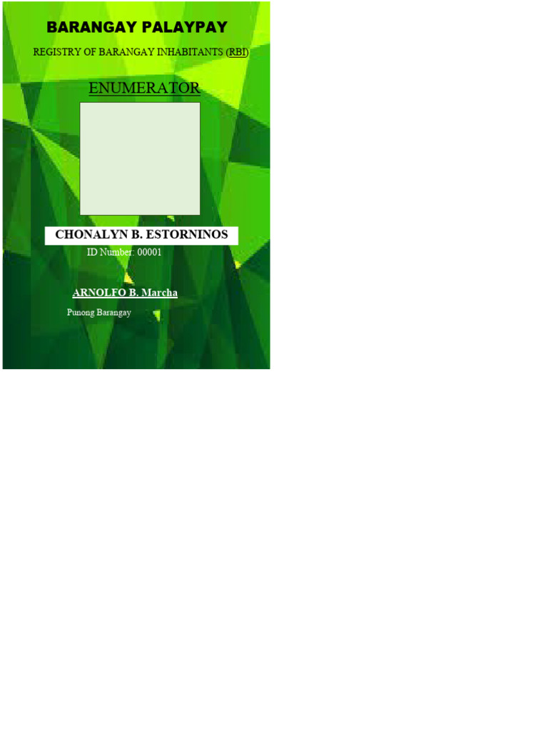 New Barangay Bhert Id | PDF