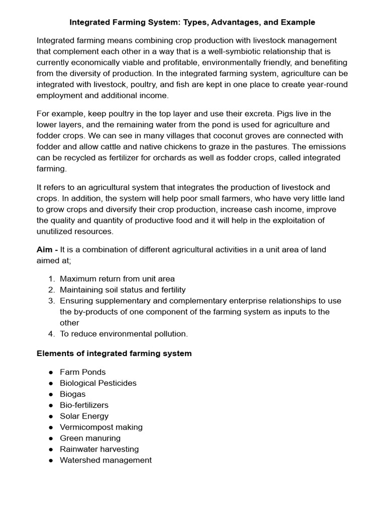 Integrated Farming System | Download Free PDF | Agriculture | Crop Rotation