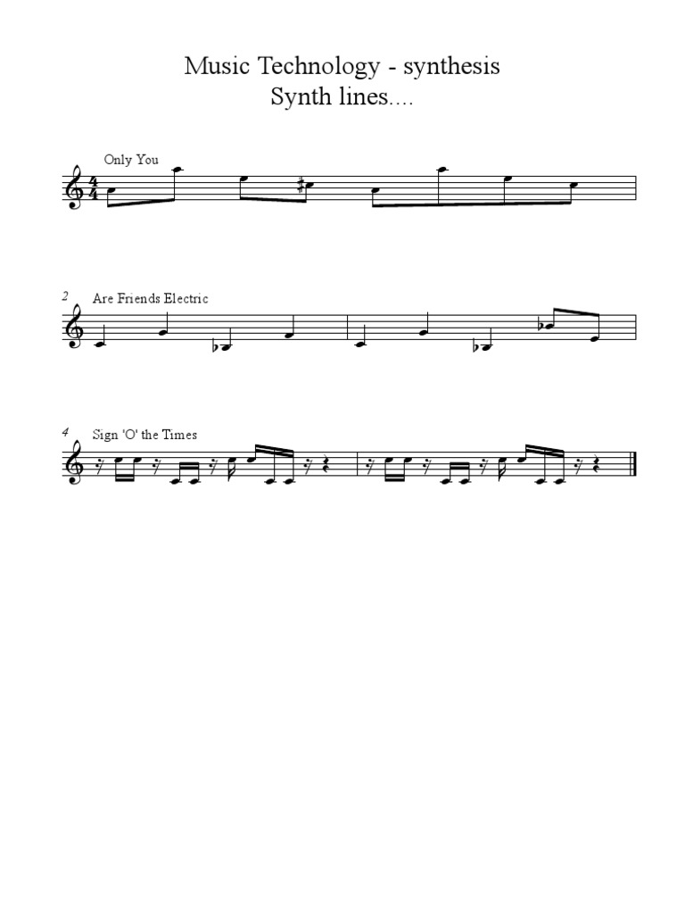 Music Technology: Synth Line Examples | PDF