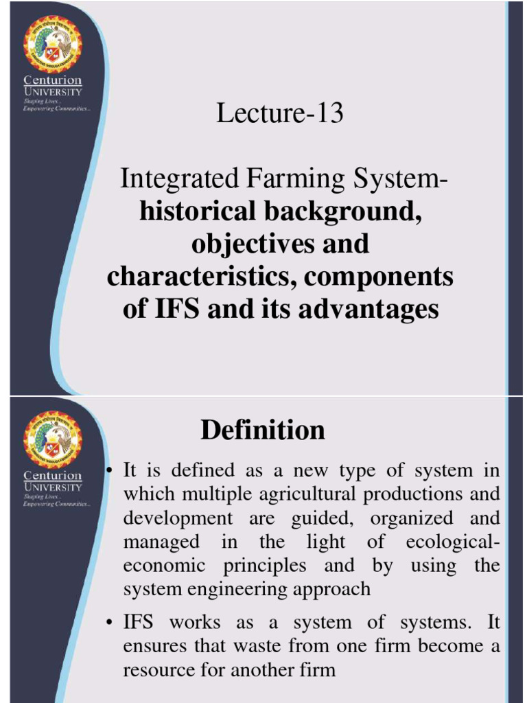 Lec 13 Integrated Farming System Historical Background Objectives and ...