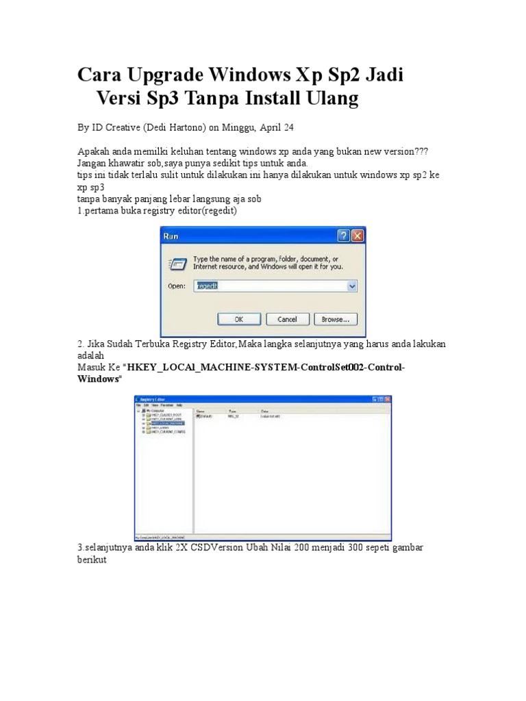 Cara Upgrade Windows XP Sp2 Jadi Versi Sp3 Tanpa Install Ulang | PDF | Metode & Bahan Ajar