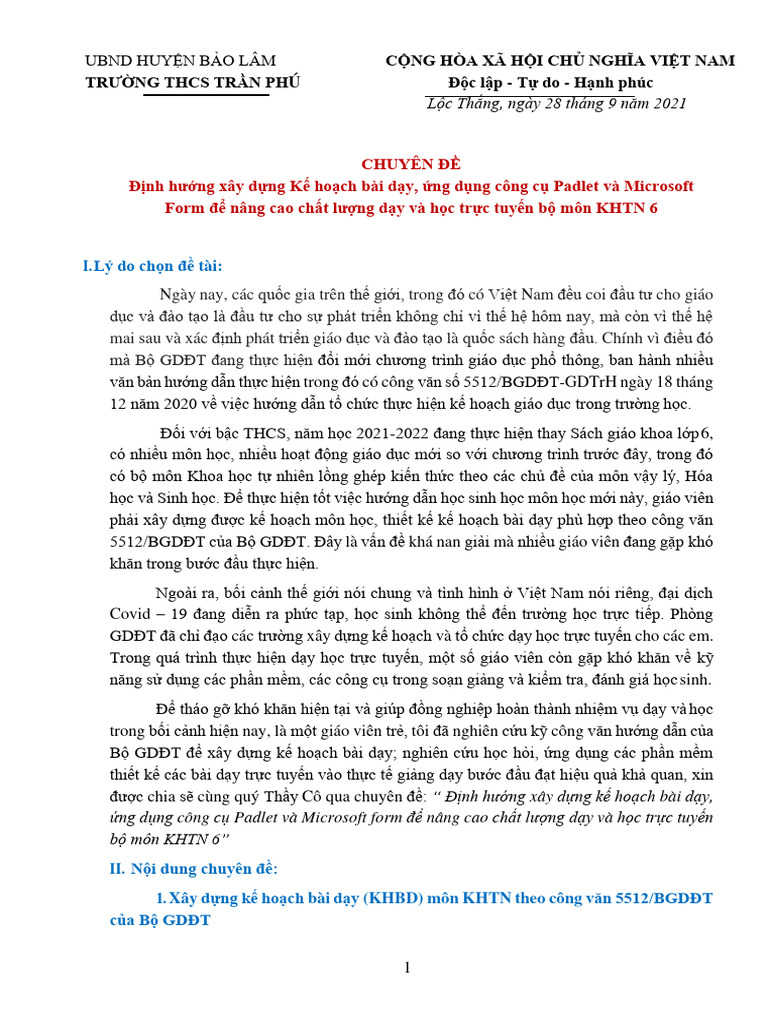 Chuyen de KHTN 6 | PDF