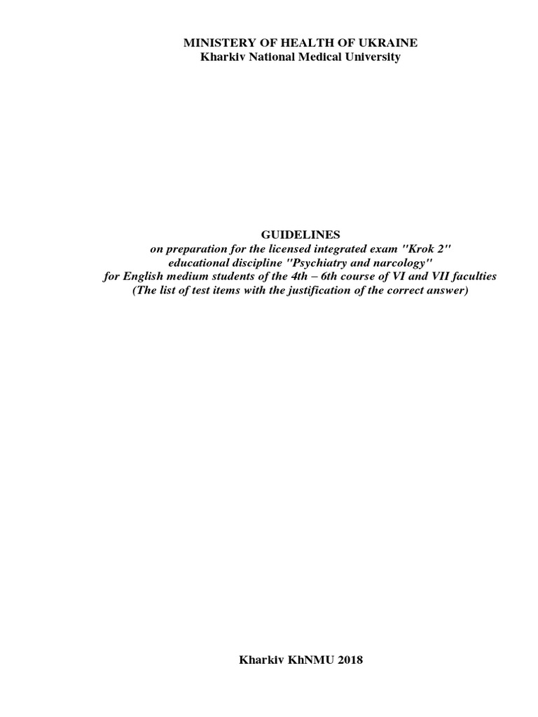 Guidelines. Krok 2 Tasks With Explanation | PDF | Antipsychotic | Major ...