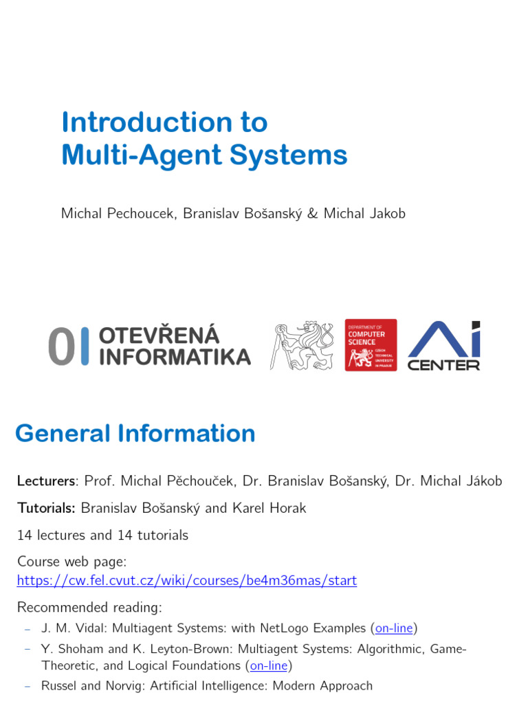 Multiagent Systems - Slides | PDF | Agent Based Model | Artificial Intelligence