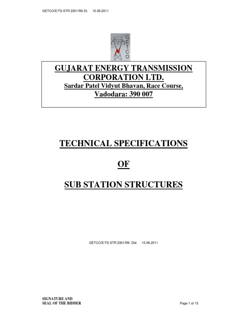 GETCO Substation Structure Specifications | PDF | Screw | Galvanization