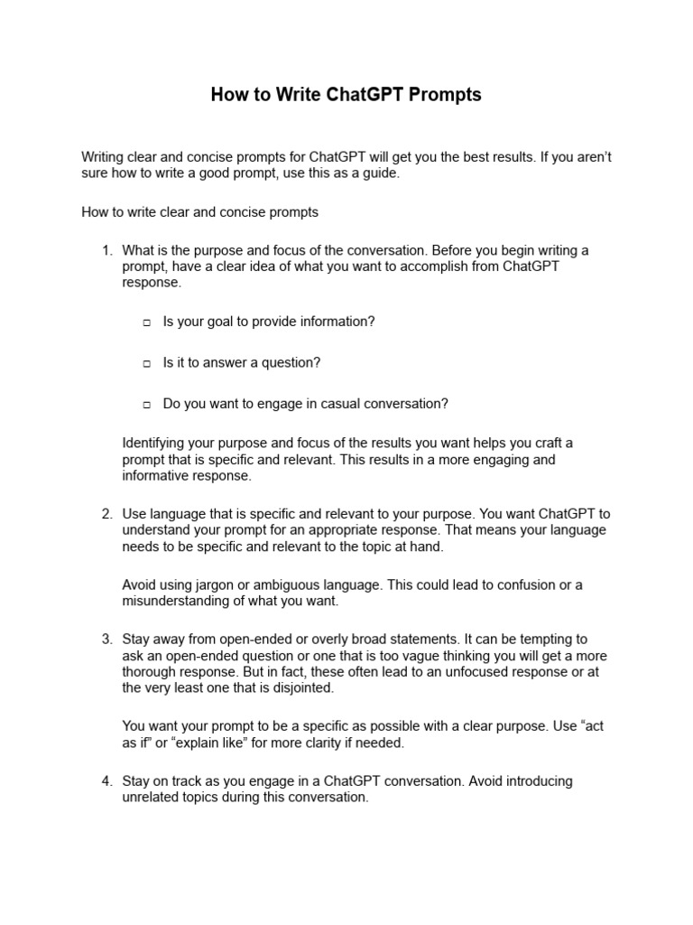 Crafting Effective ChatGPT Prompts | PDF