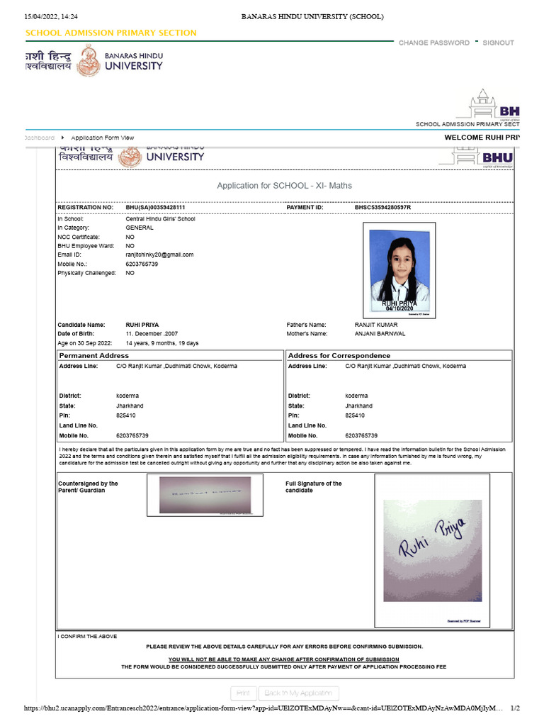 Banaras Hindu University (School) | PDF