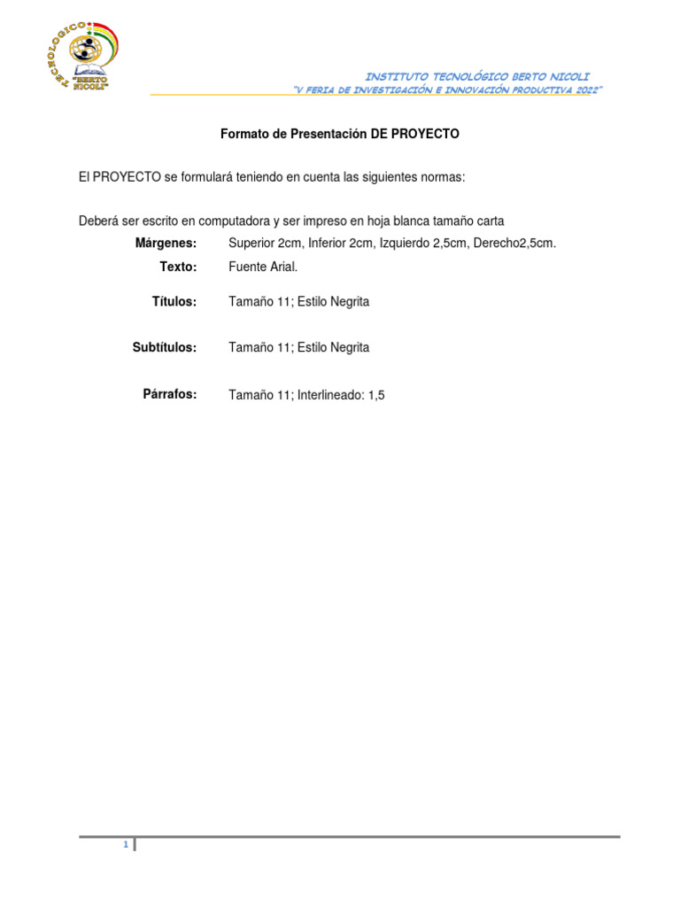 Formato Proyecto | PDF