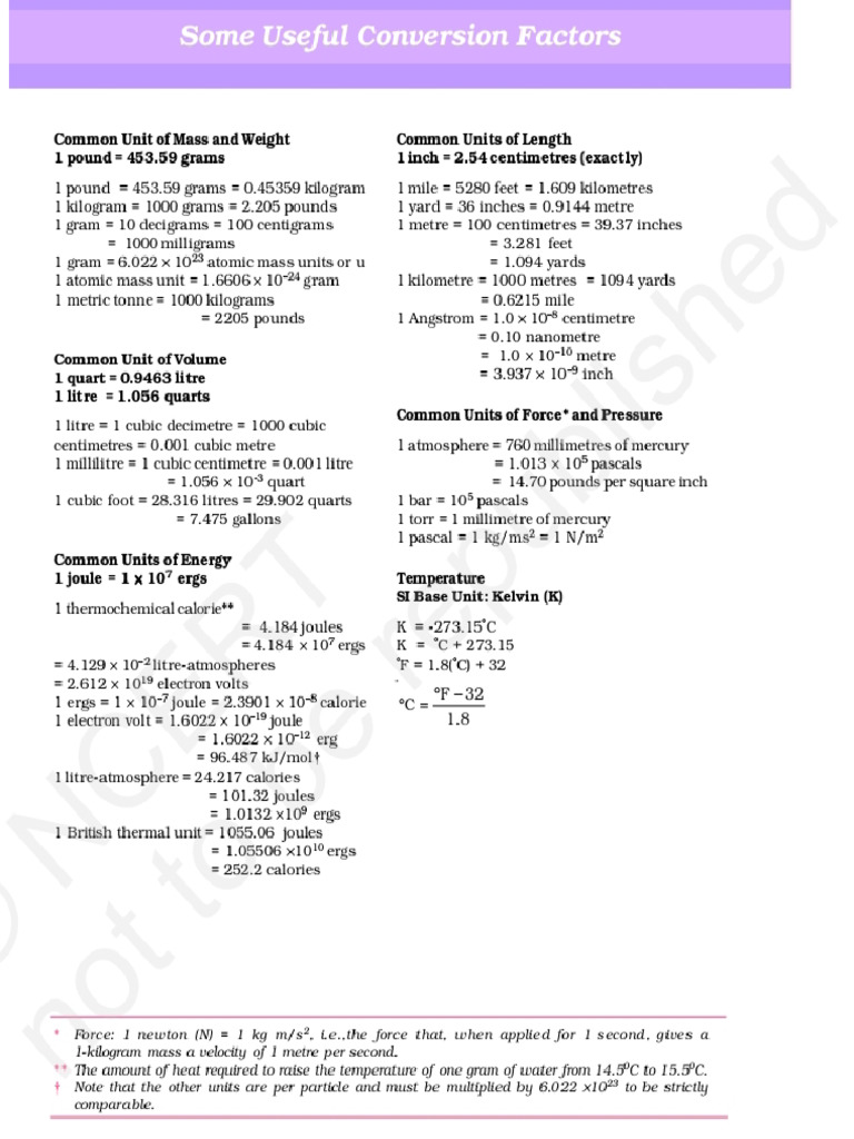 Some Useful Conversion Factor | PDF