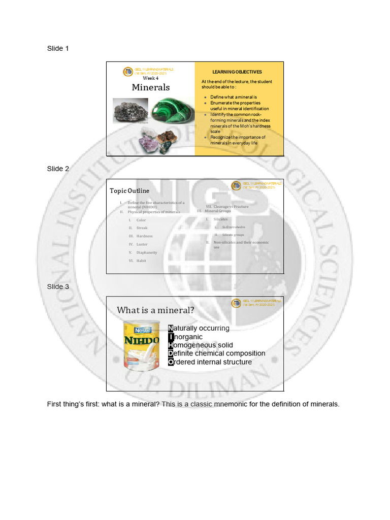 Geol 11 Week 4 Minerals Annotated Lecture Slides | PDF Geol 11 Week 4 Minerals Annotated Lecture Slides | PDF