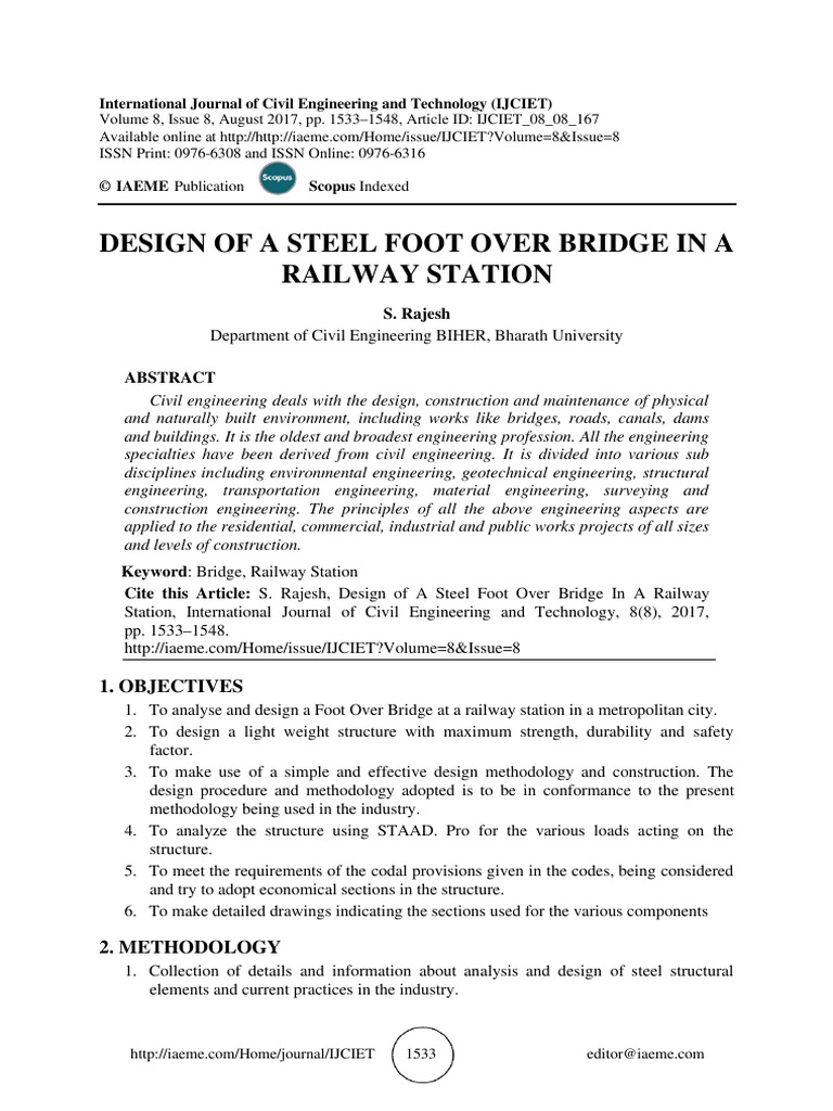 Design of Steel Foot Over Bridge | PDF | Civil Engineering | Truss