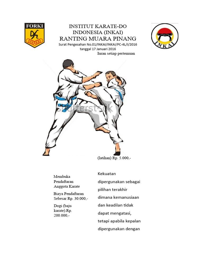 Brosur Pendaftaran - Karate INKAI | PDF