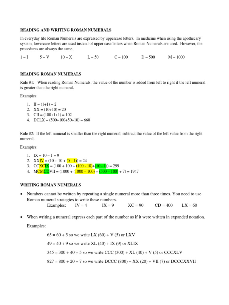 Reading and Writing Roman Numerals | PDF | Orthography | Symbols