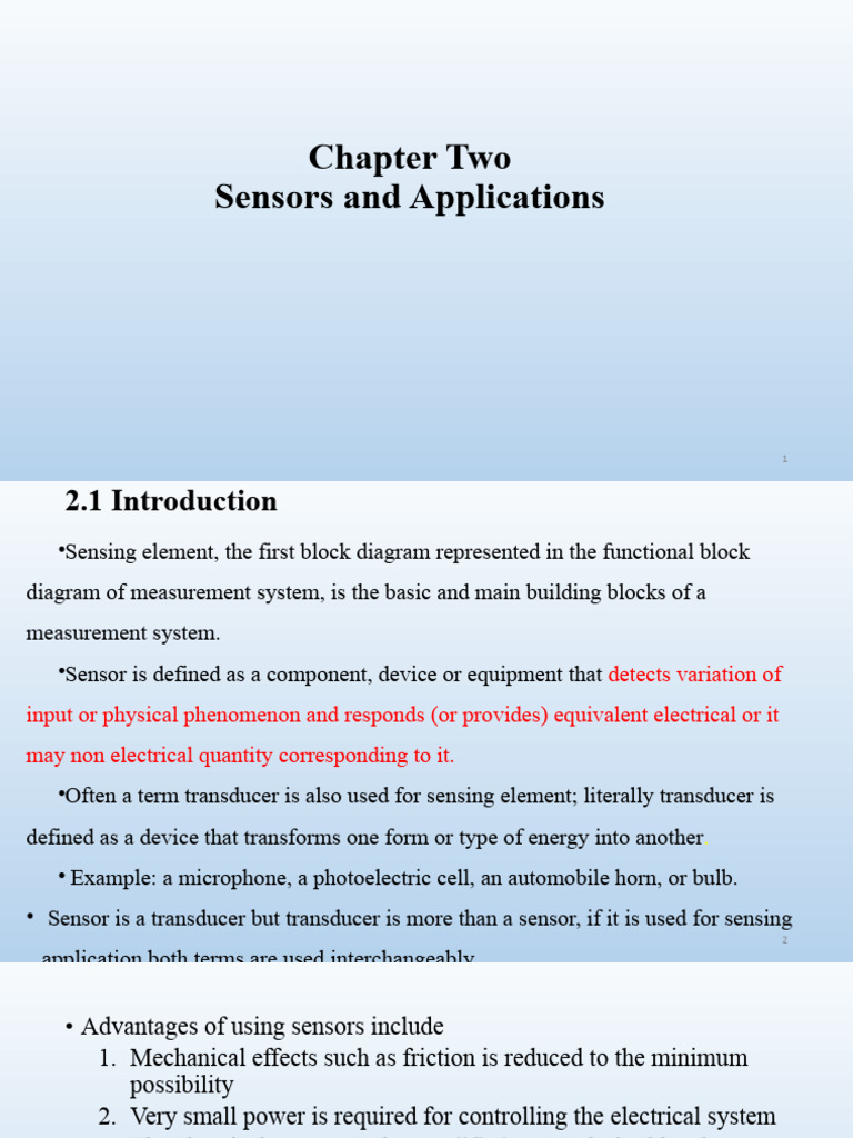 Chapter Two Part 1 | PDF | Electrical Resistance And Conductance | Sensor