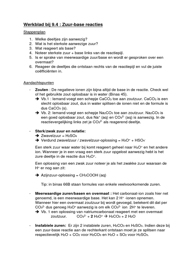 Werkblad Zuur-Base | PDF