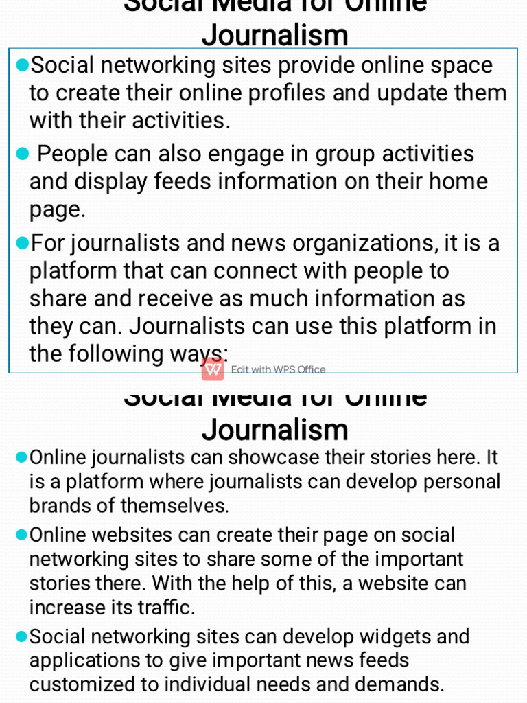 Social Media's Impact on Journalism | PDF | Technological Convergence ...