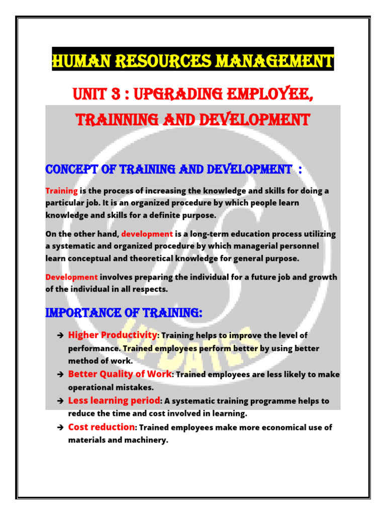 Human Resources Management Unit 3 | PDF
