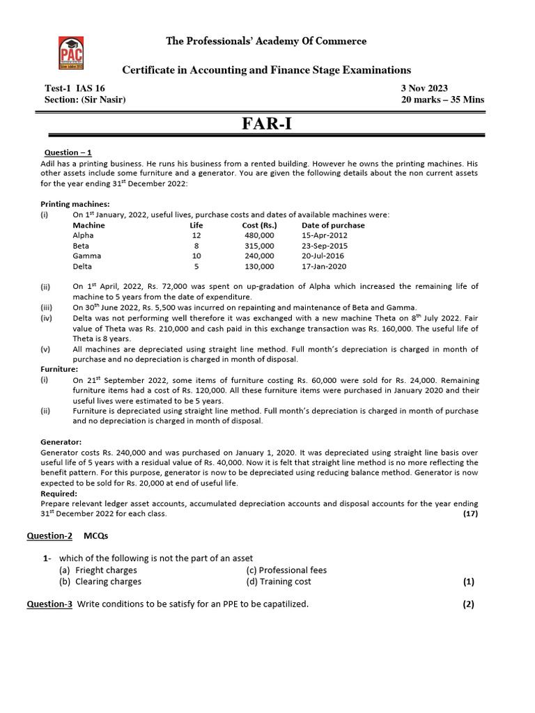 Far 1 Test-1 (Na) | PDF