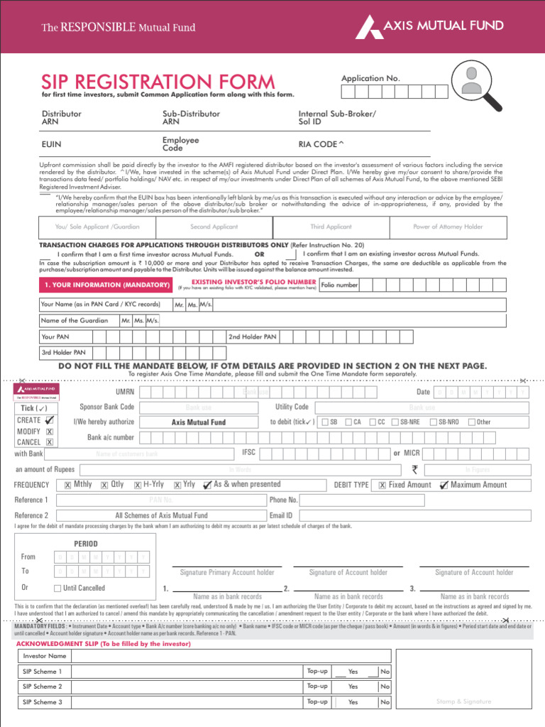 SIP Registration Form | PDF | Finance & Money Management