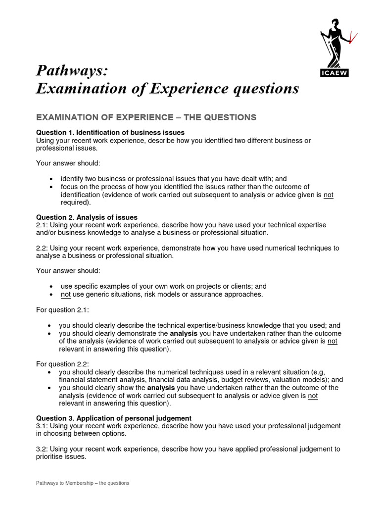 Pathways Examination Questions | PDF | Experience | Data Analysis