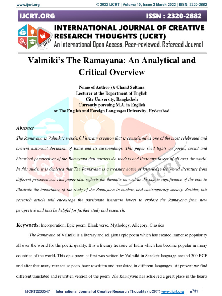 Valmikis The Ramayana | PDF