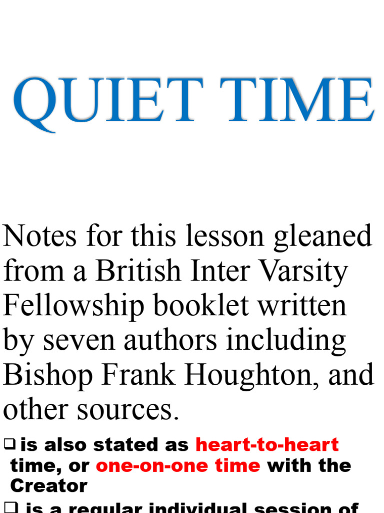 Quiet Time | PDF | Prayer | Jesus