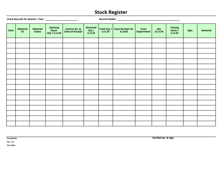 Stock Register | PDF