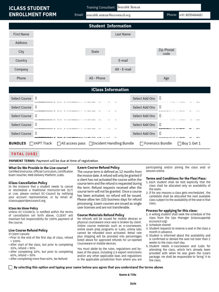 Iclass Student Enrollment Form - CM | PDF | Computing | Computer Science