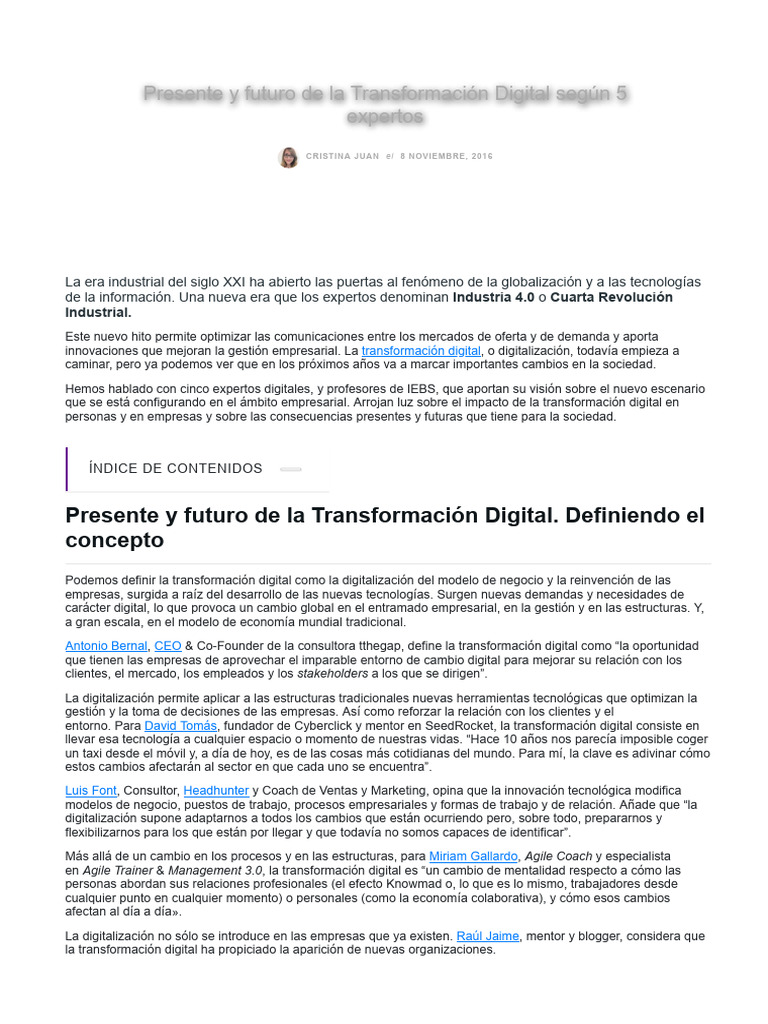 Presente y Futuro de La Transformación Digital | PDF | Aprendizaje ...