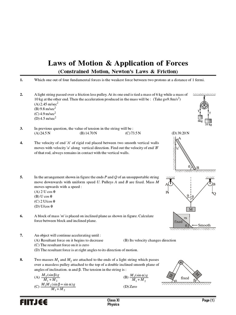 Class XI CPP-2 Students Copy (Laws of Motion) | PDF | Force | Tension (Physics)