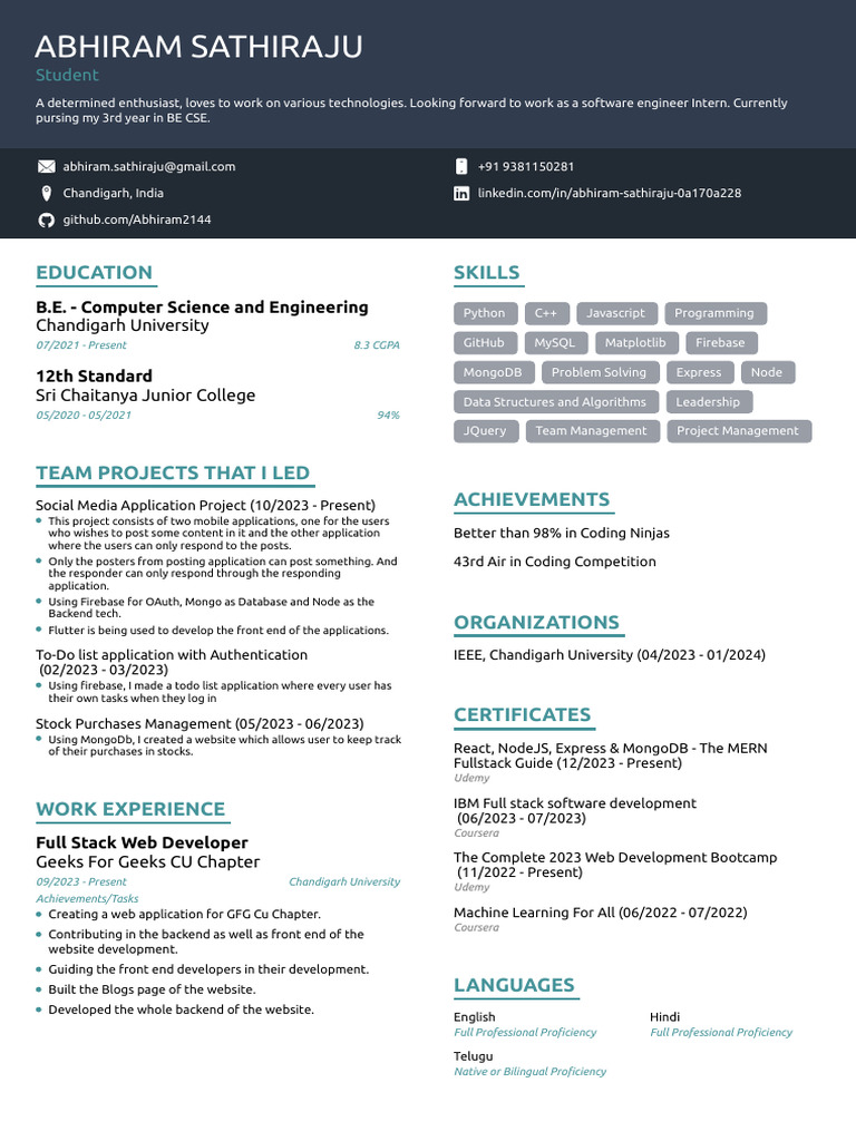ABHIRAM's Resume | PDF | Art | Technology & Engineering