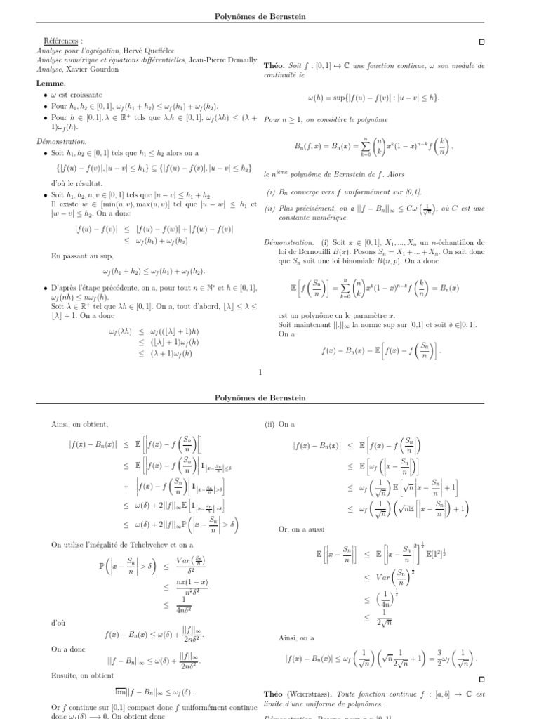 Polynômes de Bernstein | PDF | Mathématiques | Fonctionnalités et ...