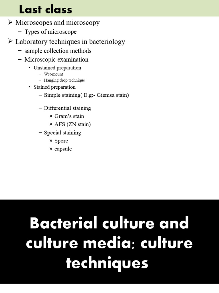 8.. Bacterial Culture and Culture Media and Culturing Techniques | PDF