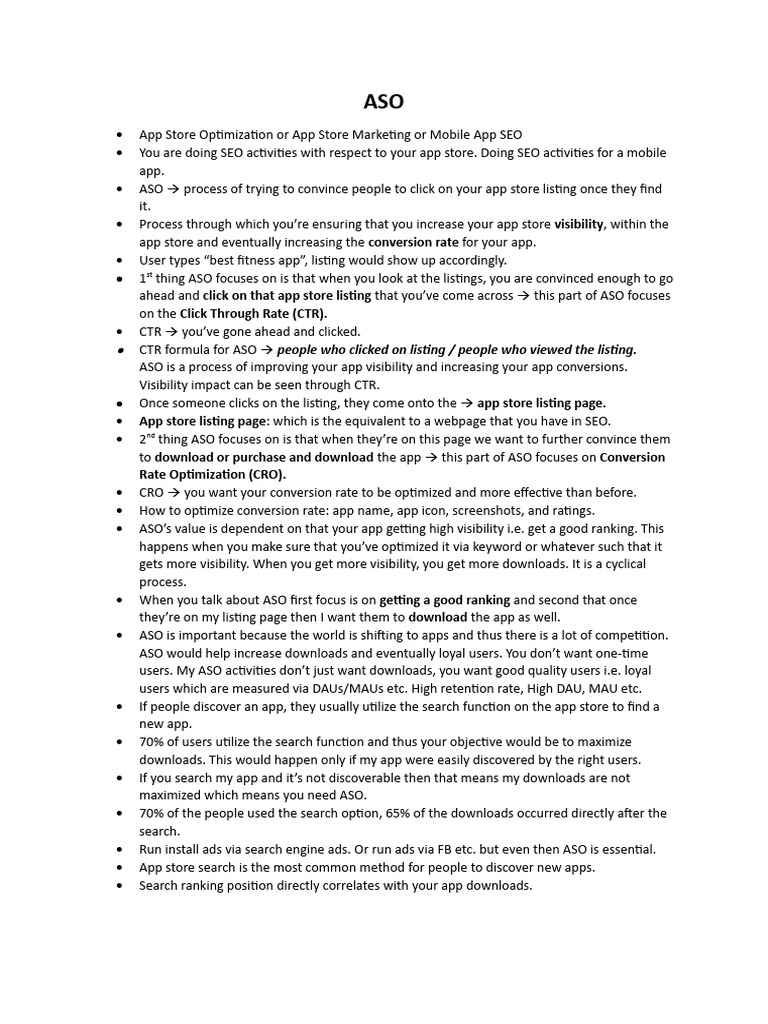 ASO Notes | PDF | Search Engine Optimization | Google Play