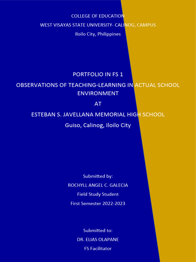 Portfolio in Field Study 1 (Galecia, R.A) | Download Free PDF ...