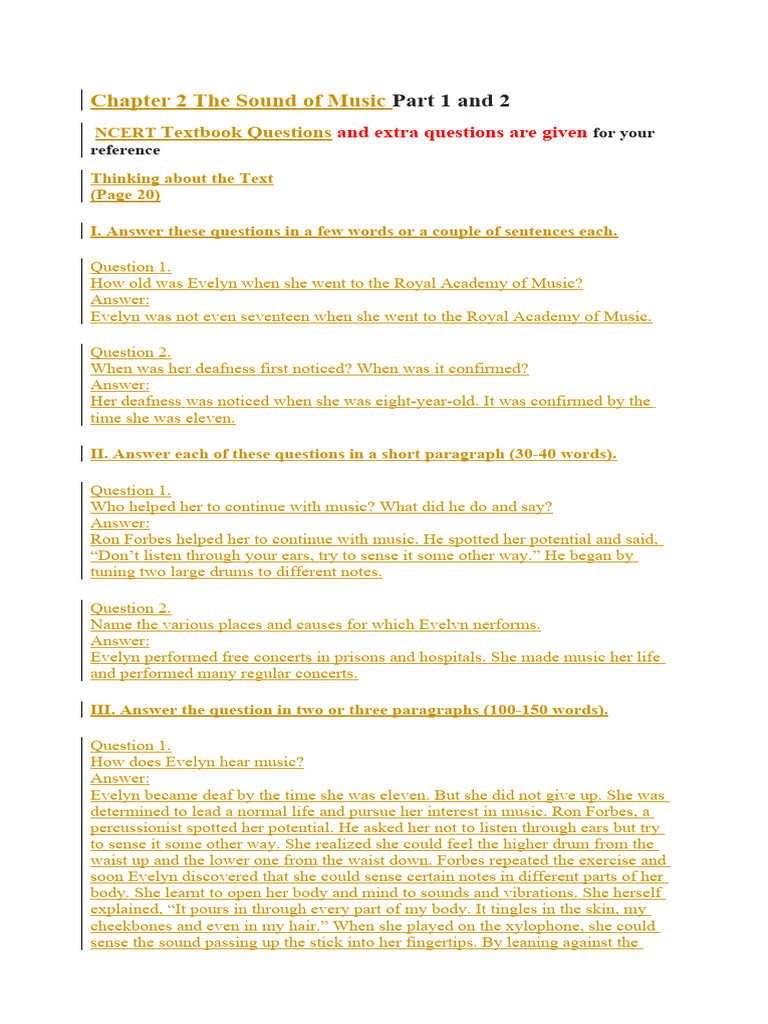 The Sound of Music Chapter 2 Part 1 and 2 | PDF