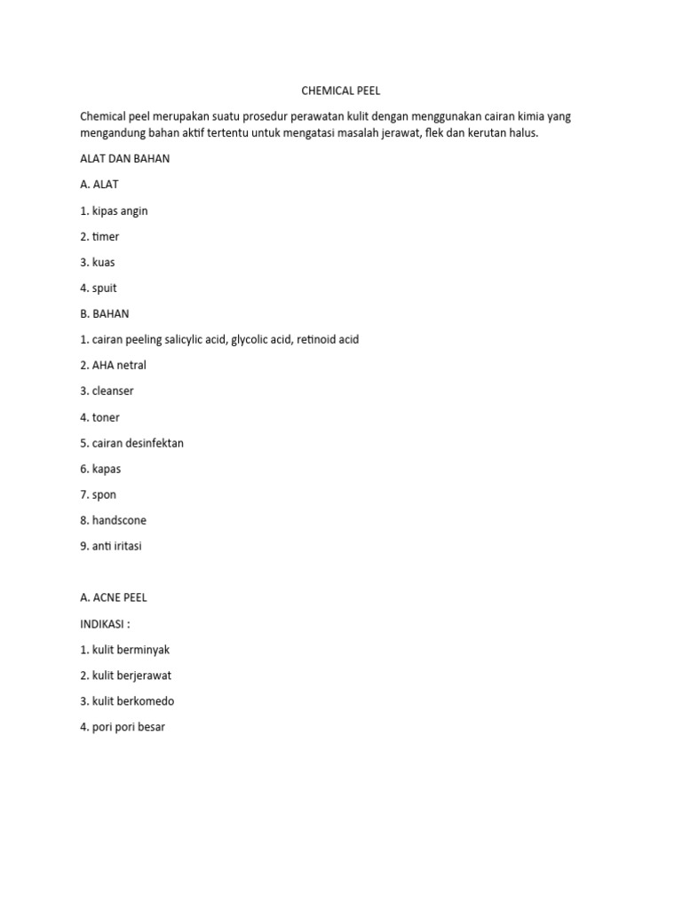 Sop Chemical Peel | PDF