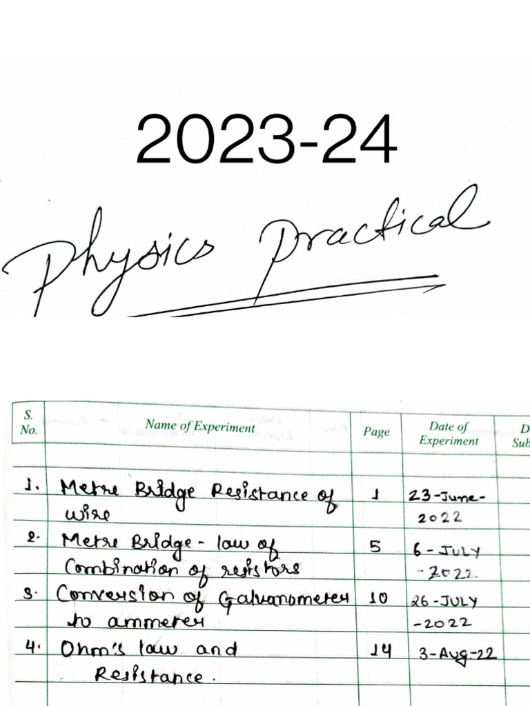 Physics 12th Practical Copy 2023-24 | PDF