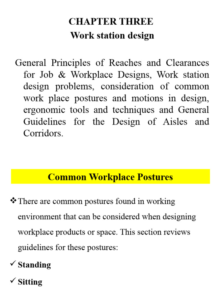 Ergonomic Principles for Workstation Design | PDF | Hand | Human ...
