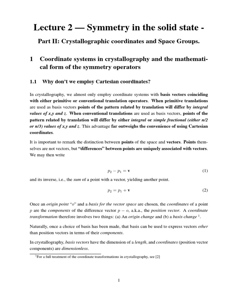 CrystalStructure Handout2 1 | PDF | Euclidean Vector | Basis (Linear Algebra)