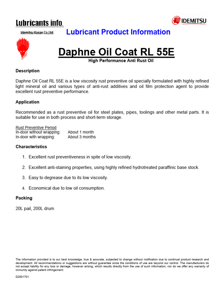 Daphne Oil Coat RL 55E | PDF