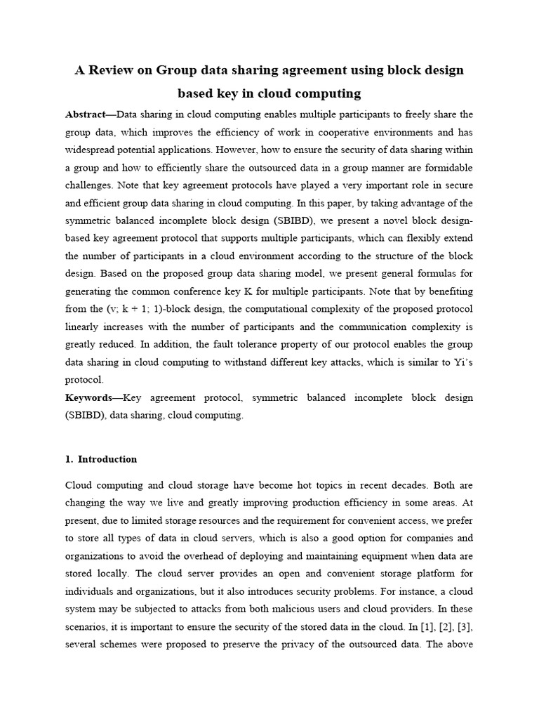 Paper - 1 - Group Data Sharing Agreement Using Block Design Based Key ...