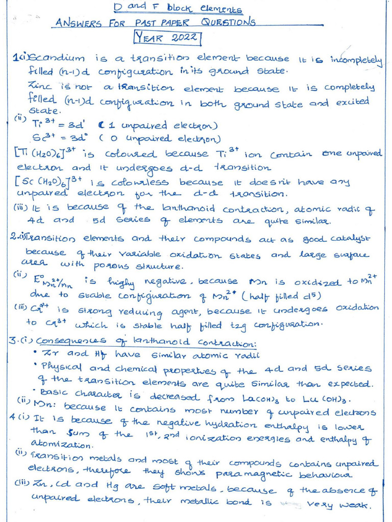 D and D Block Answers | PDF