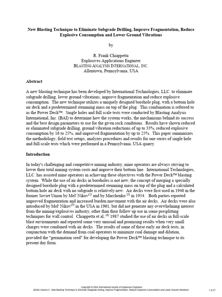 New Blasting Technique To Eliminate Subgrade Drilling, Improve ...
