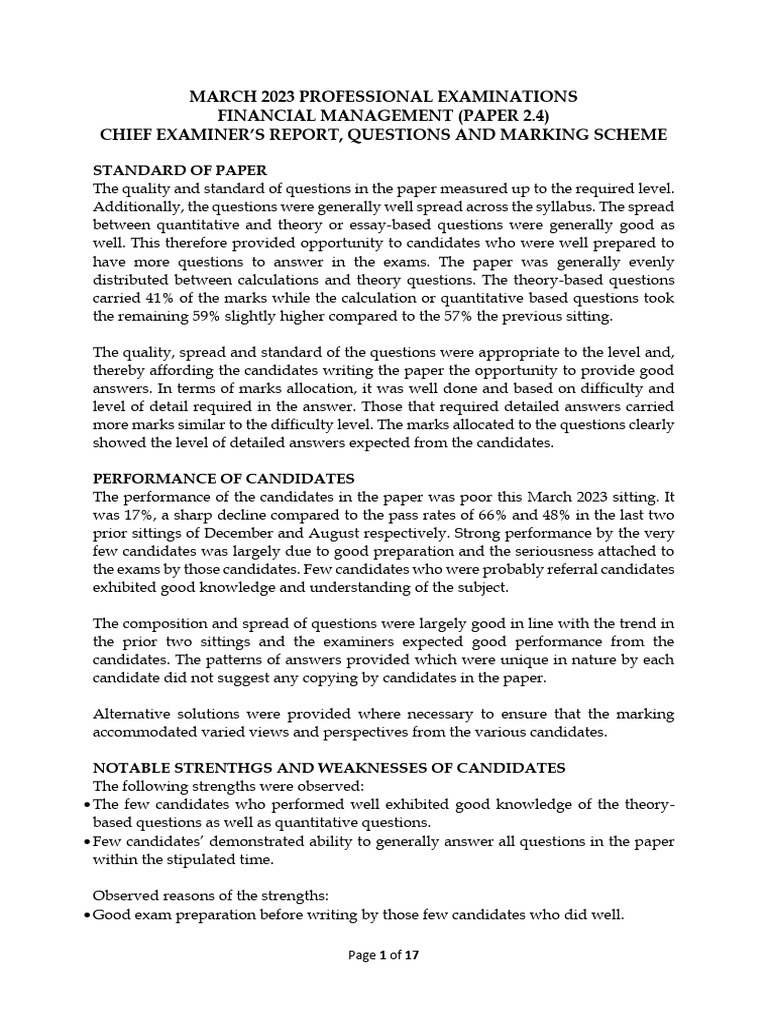 Financial Management Paper 2.4march 2023 | PDF | Investing | Market Trend