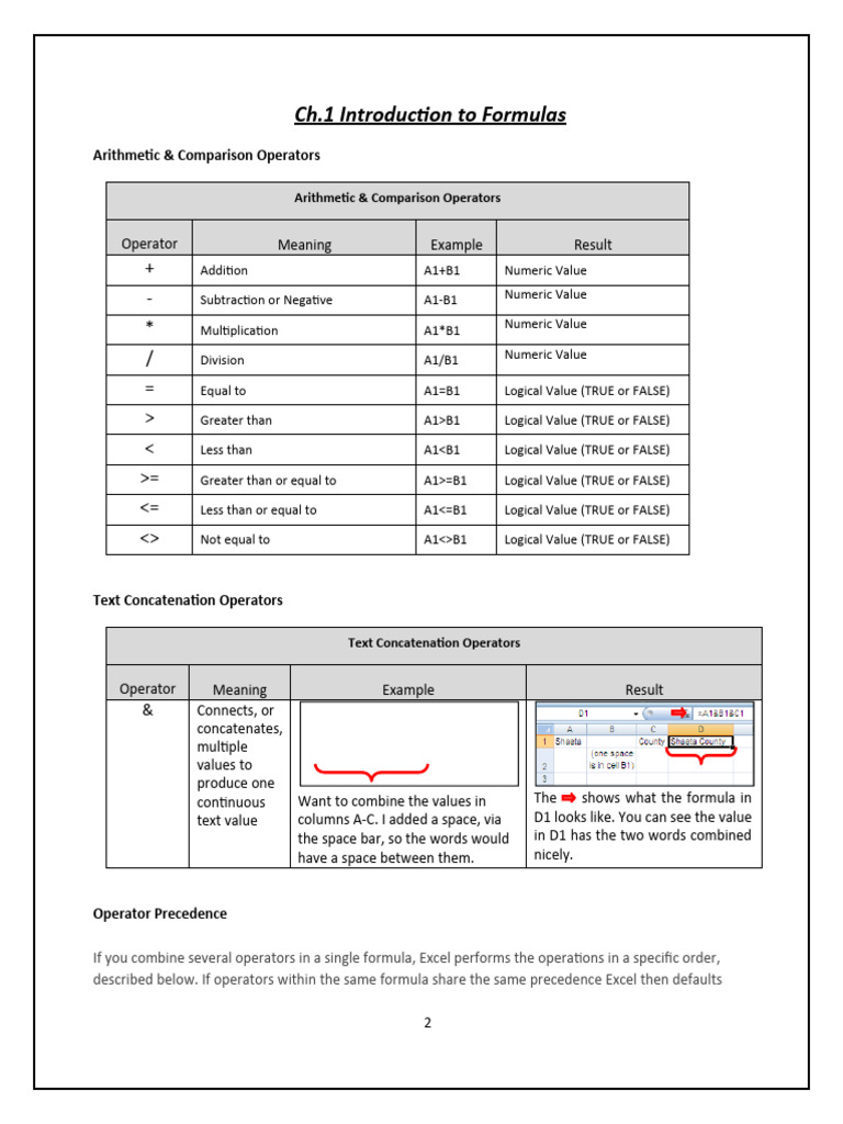 Ch.1 Excel - Introduction - To - Formulas | PDF