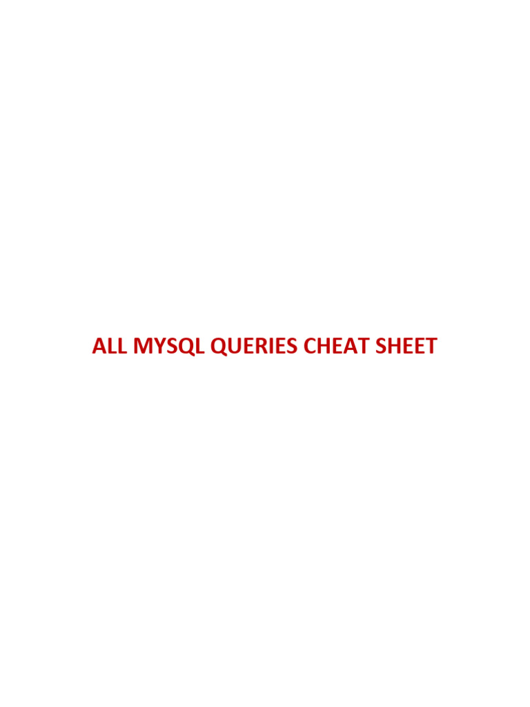 MySQL Queries Comprehensive Guide | PDF | Table (Database) | Data ...