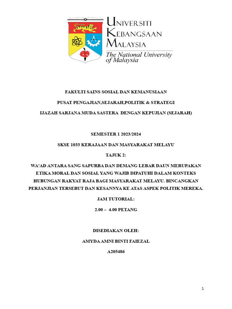 Wa'ad Sang Sapurba dan Demang Lebar Daun | PDF