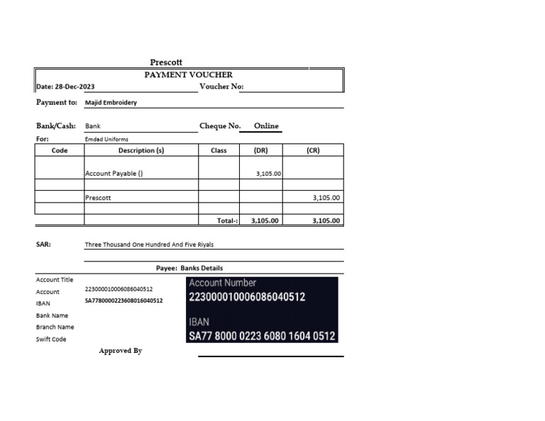 Majid Embroidery Payment Voucher | PDF