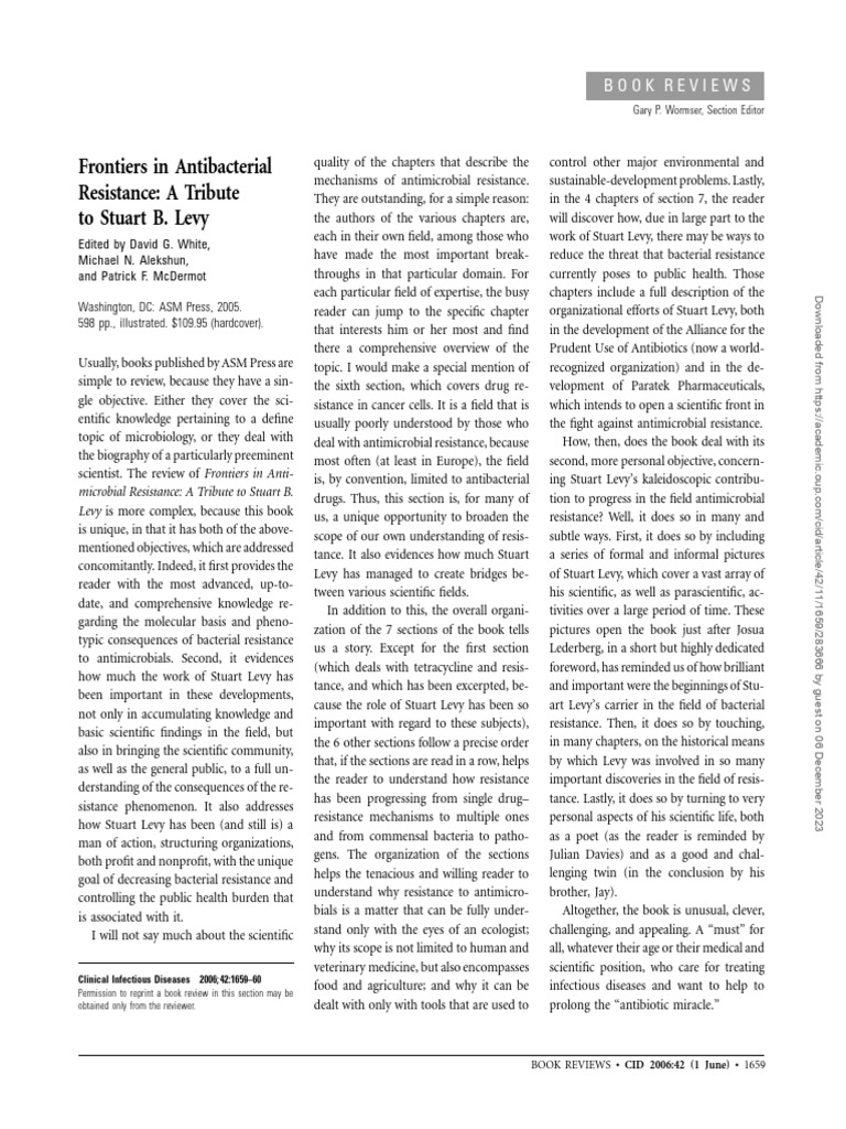 Frontiers in Antibacterial Resistance: A Tribute To Stuart B. Levy ...